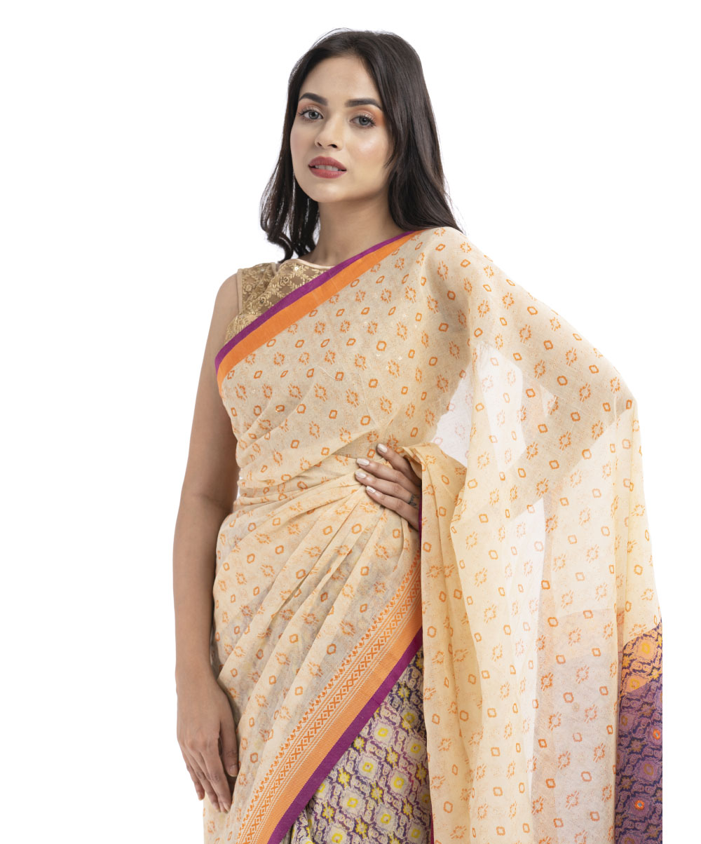 Light-Orange Cotton Saree - Le Reve | Leading Fashion & Lifestyle Brand ...
