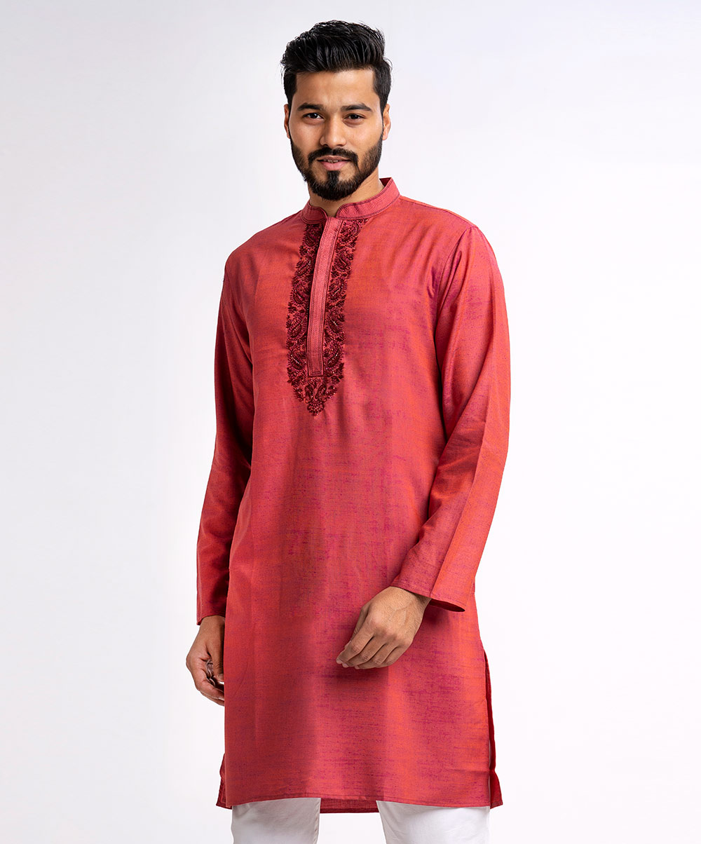 Red Premium Cotton Panjabi